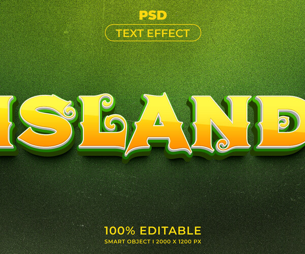 ArtStation - 3D Island PSD fully editable text effect. Layer style PSD ...