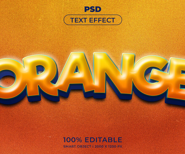 ArtStation - 3D Orange PSD fully editable text effect. Layer style PSD ...