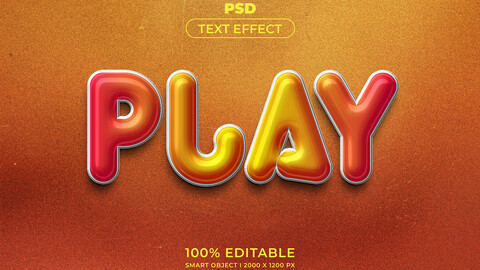 ArtStation - 3D Play PSD fully editable text effect. Layer style PSD ...