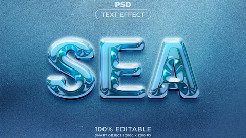 ArtStation - 3D Sea PSD fully editable text effect. Layer style PSD ...