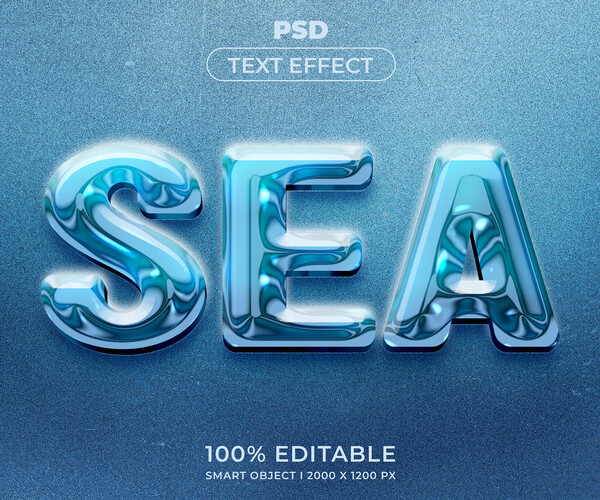 ArtStation - 3D Sea PSD fully editable text effect. Layer style PSD ...