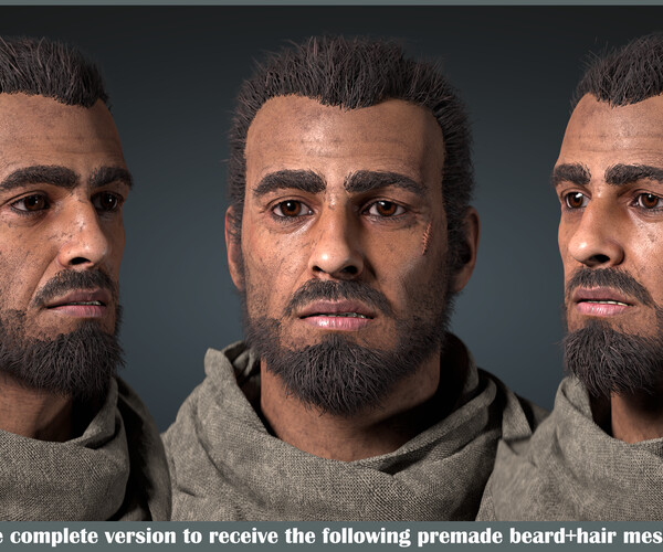 ArtStation - Short Hair + Beard + Stubble IMM Brushes | Brushes