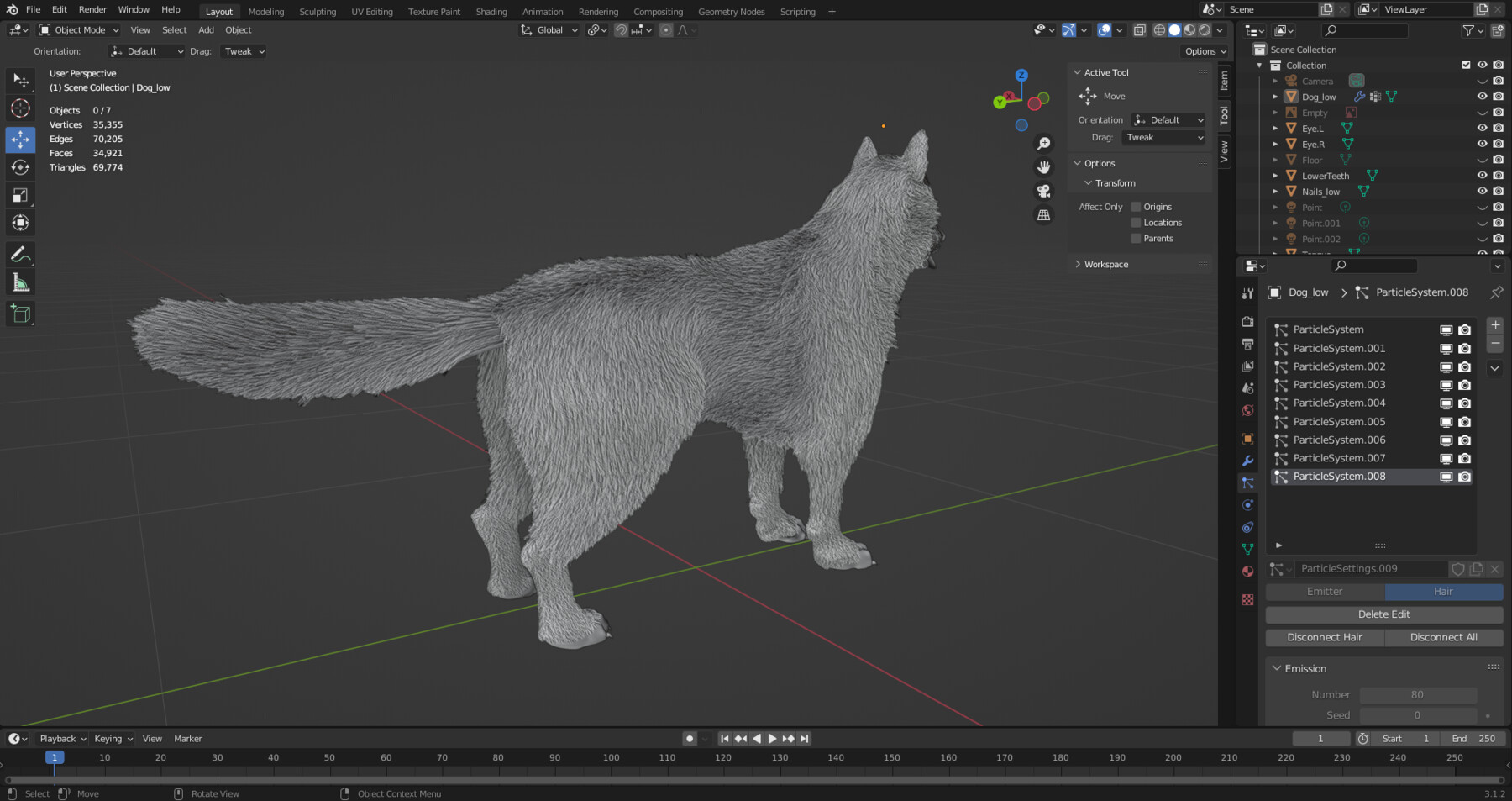 ArtStation - Fur Wolf Rigged and Animation V02 in Blender | Game Assets