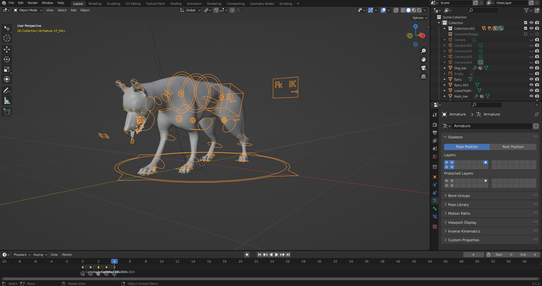 ArtStation - Fur Wolf Rigged and Animation V02 in Blender | Game Assets