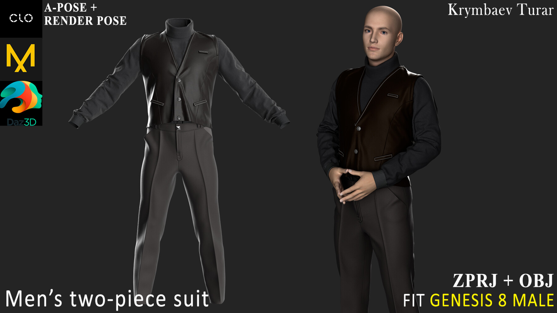 ArtStation - Men's two-piece suit Marvelous Designer / Clo 3D project ...