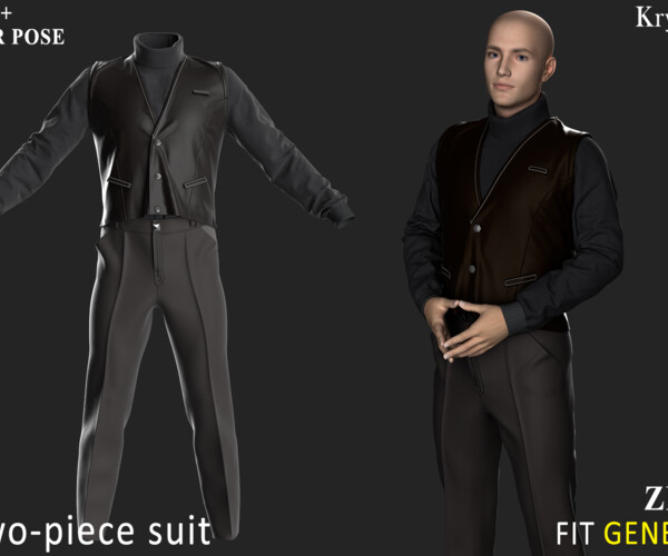 ArtStation - Men's two-piece suit Marvelous Designer / Clo 3D project ...