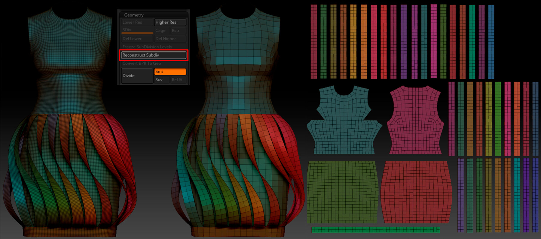 ArtStation - RETOPOLOGY & UV Smocking Frock 3 (smoking dress) | Resources