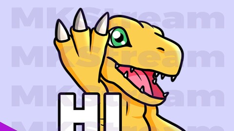 ArtStation - Twitch emotes digimon agumon waving hi | Artworks