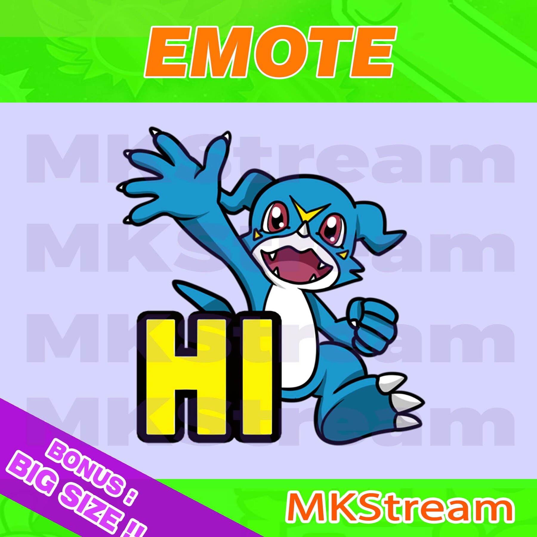 ArtStation - Twitch emotes digimon veemon waving hi | Artworks