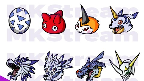ArtStation - Twitch sub badges digimon gabumon evolution pack | Artworks