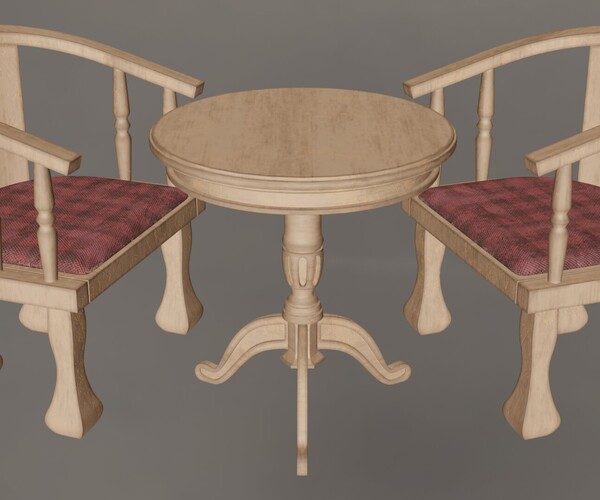 ArtStation - Coffee Table And Chairs Set | Game Assets