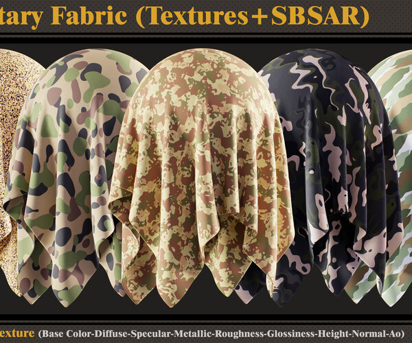 ArtStation - 35 Military Fabric (Texture + SBSAR) | Game Assets