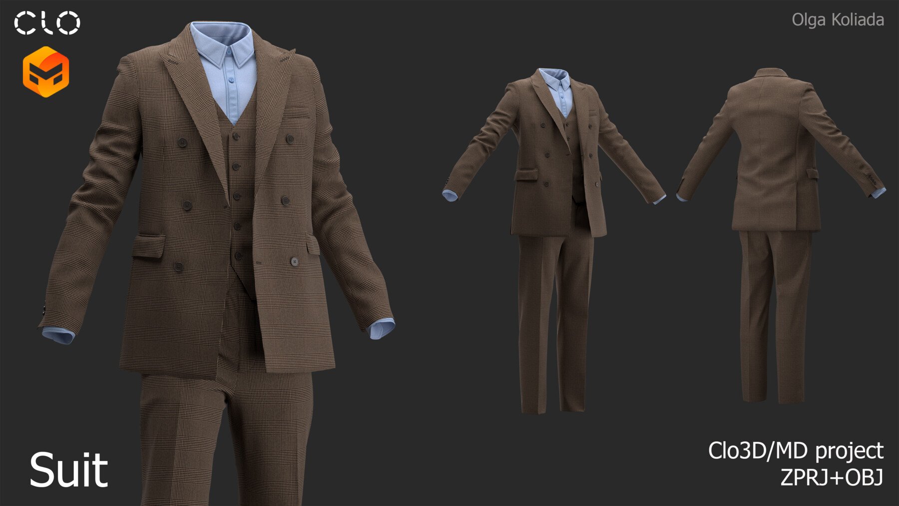 ArtStation - Men's suit. Marvelous Designer/Clo3d project+OBJ | Resources