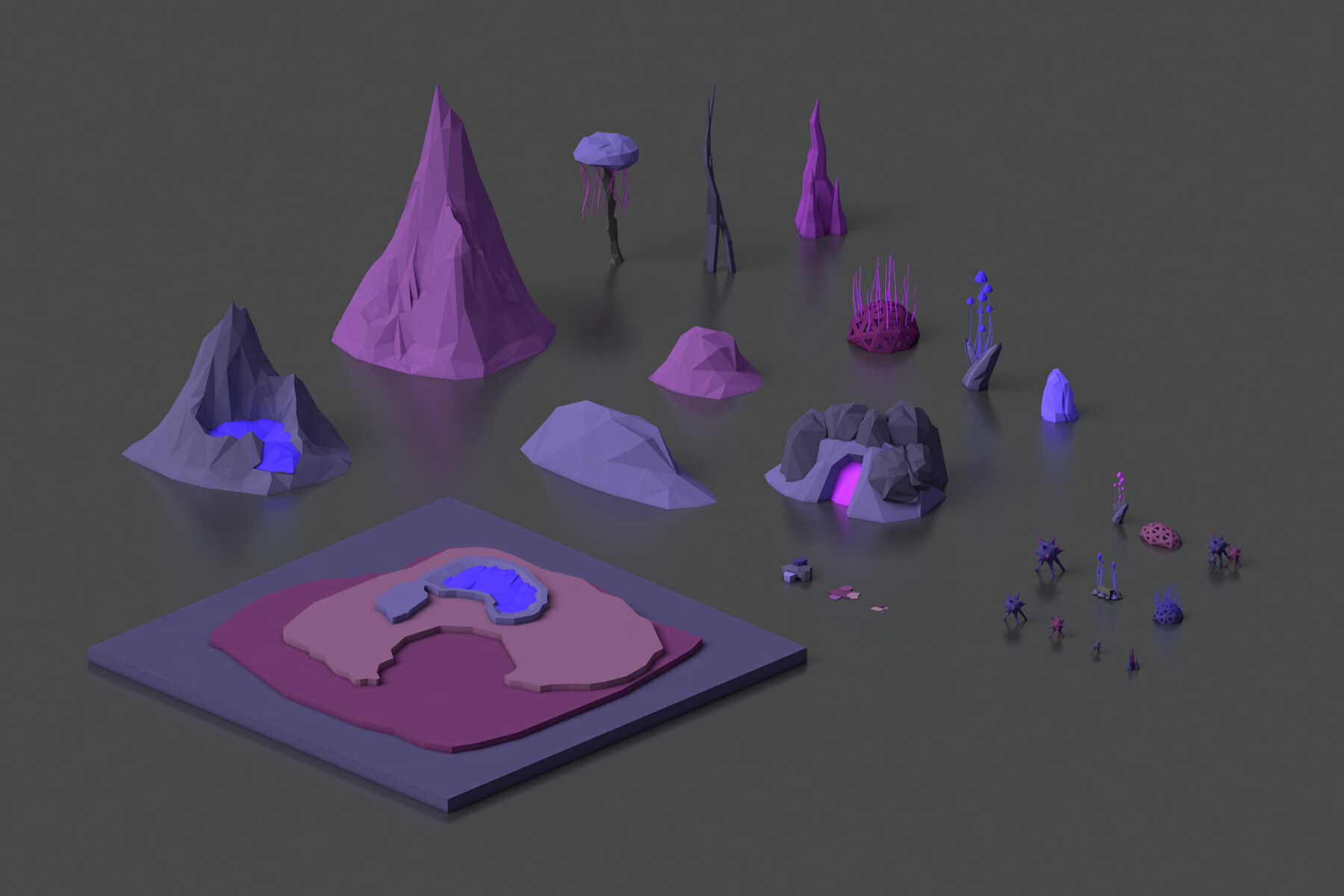 ArtStation - Low Poly Space Alien Worlds 3D Asset Pack | Game Assets
