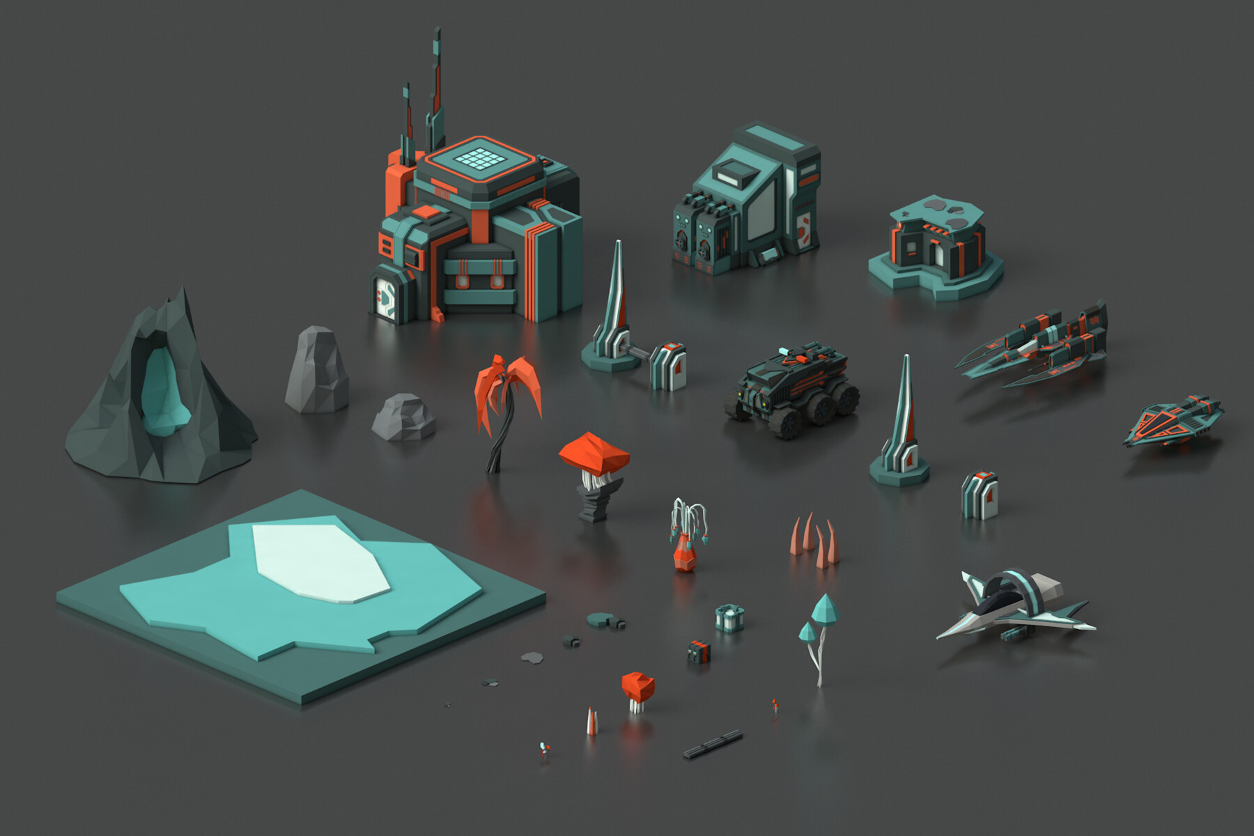 ArtStation - Low Poly Space Alien Worlds 3D Asset Pack | Game Assets