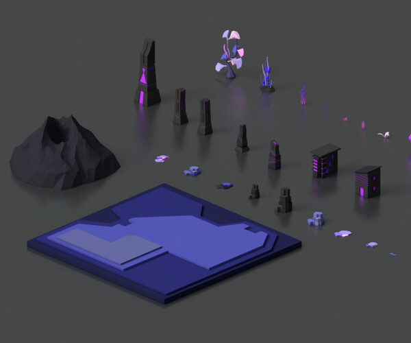 ArtStation - Low Poly Space Alien Worlds 3D Asset Pack | Game Assets
