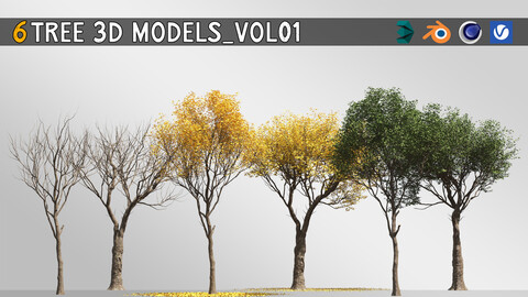 ArtStation - 4 Tree Set 3D Models _ Vol 02 | Resources
