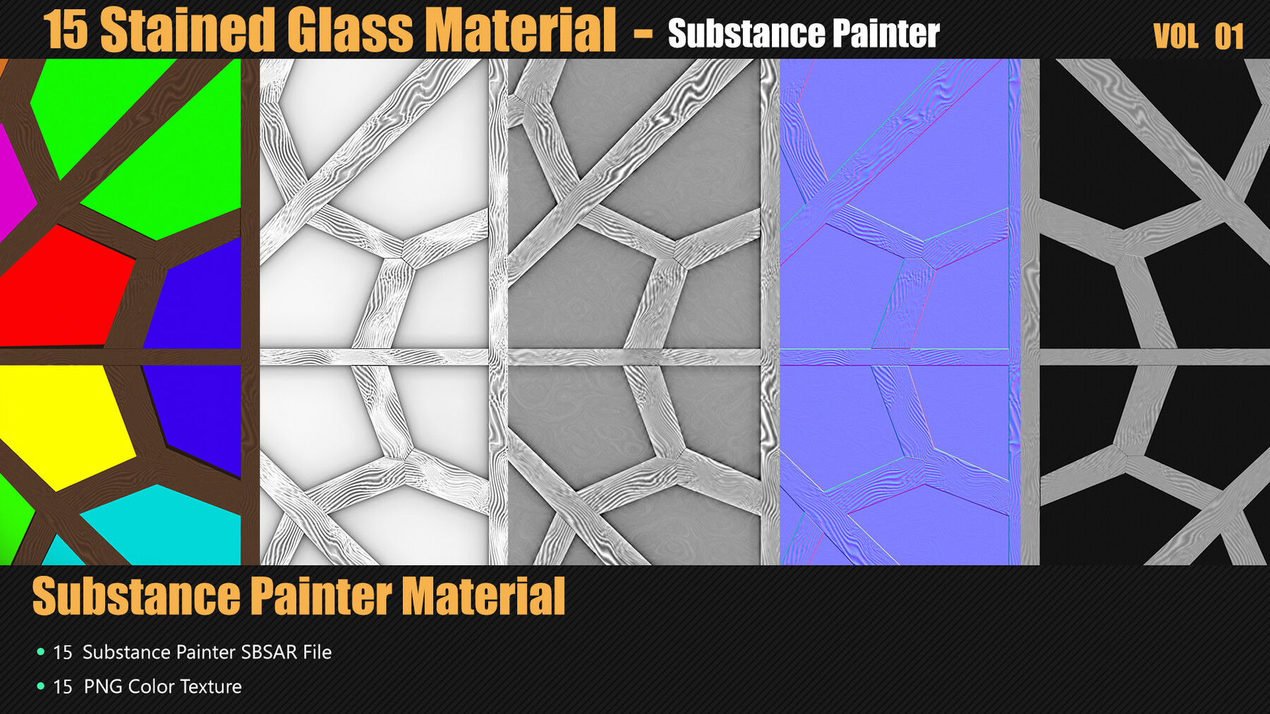 ArtStation - 15 Stylized Stained Glass Materials In Substance Painter ...