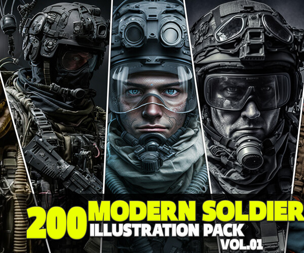 ArtStation - 200 Modern Soldier Illustration Pack Vol.01 | Resources