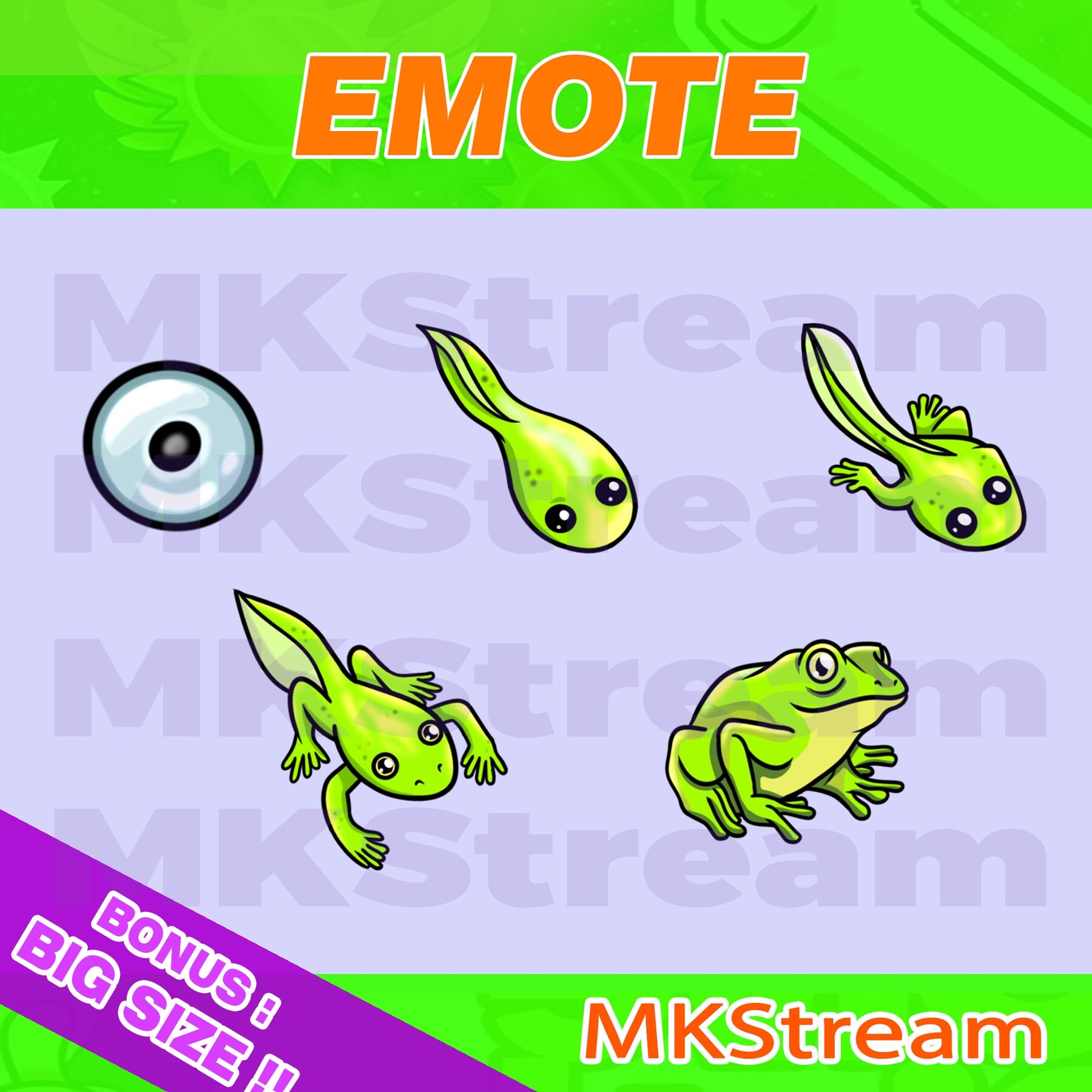 ArtStation - Twitch emotes tadpole frog evolution pack | Artworks