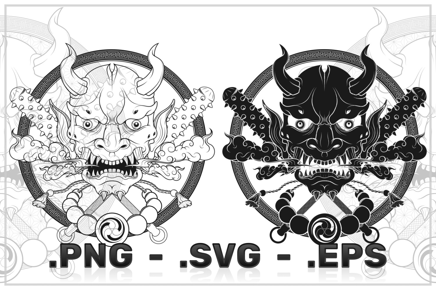 ArtStation - Vector Design of Japanese Demon Oni With kanabo | Artworks