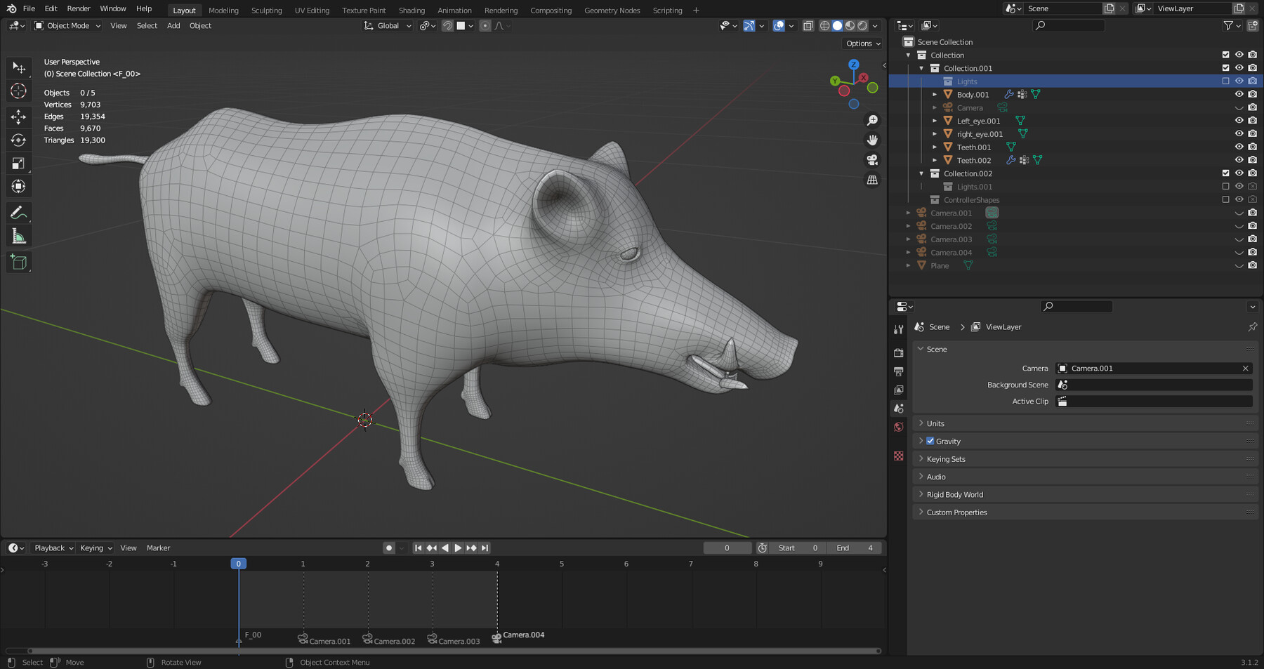 ArtStation - Fur Wild Boar Rigged and Animation in Blender | Game Assets