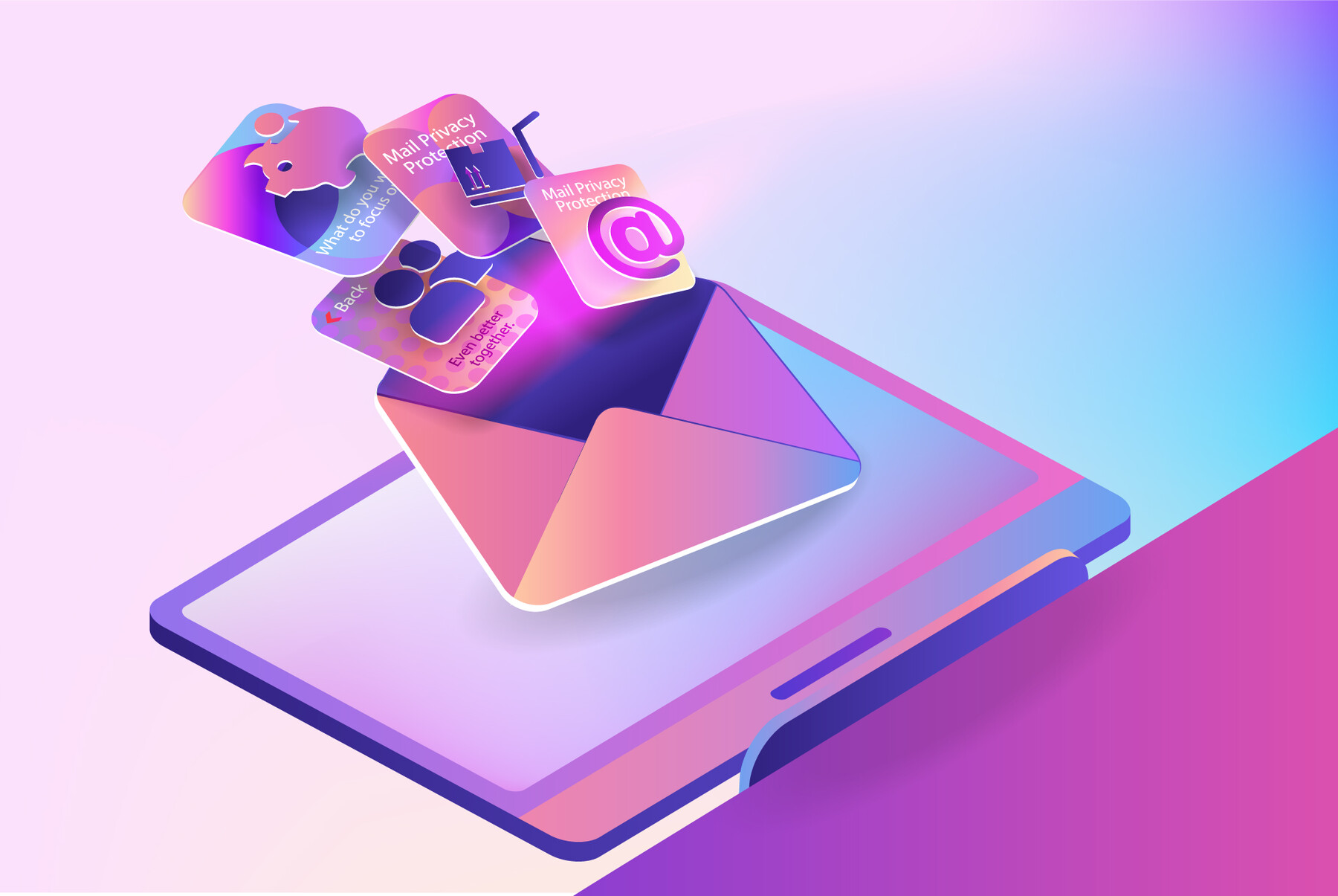 ArtStation - an envelope with icons on the computer display screen ...