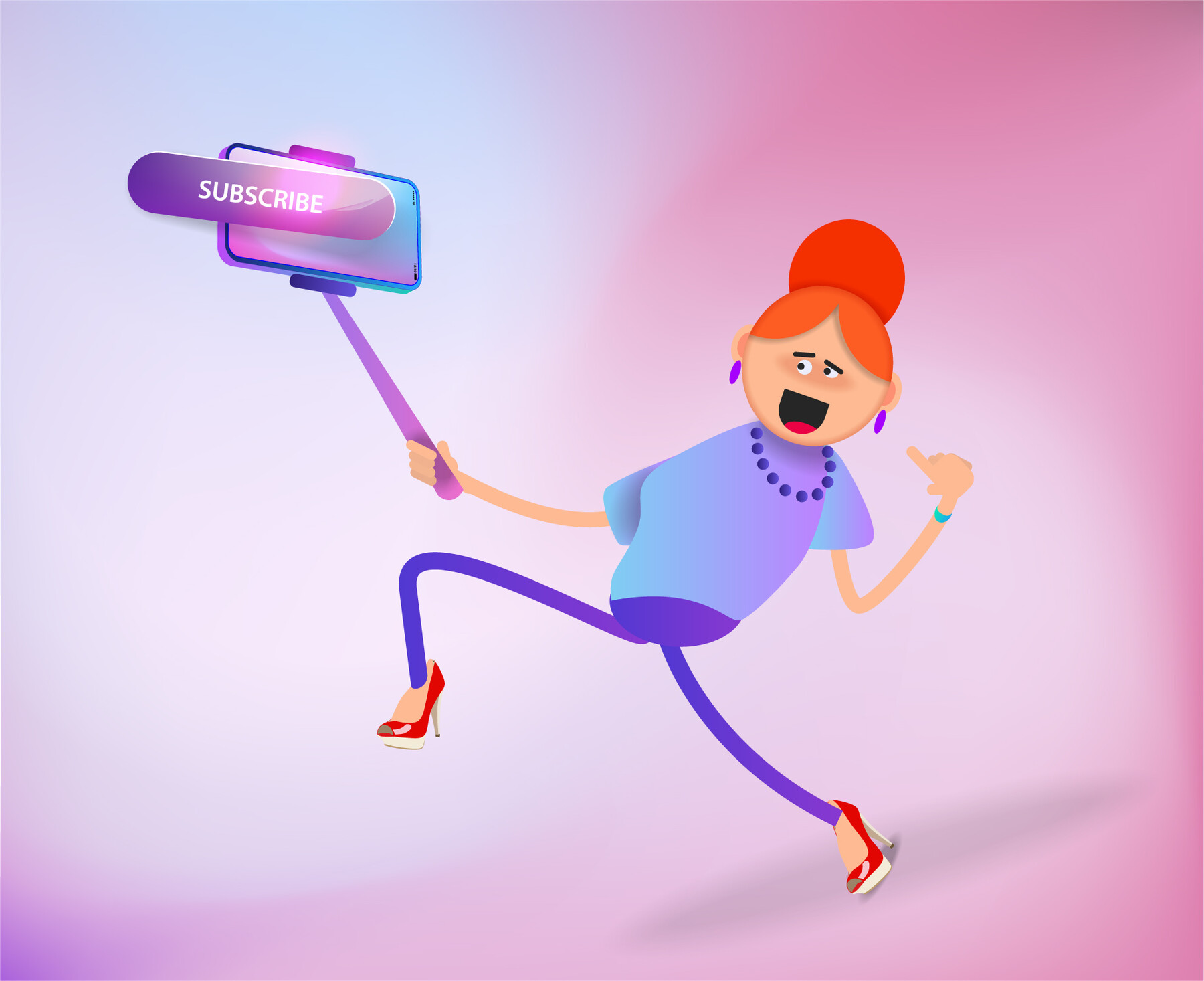 ArtStation - A funny girl takes a selfie on her phone and a subscribe ...
