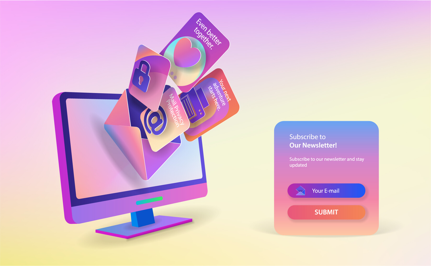 ArtStation - A web banner with an office computer and an envelope with ...