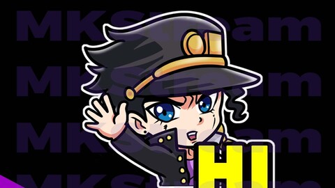 ArtStation - Twitch emotes jojo jotaro waving hi hello | Artworks