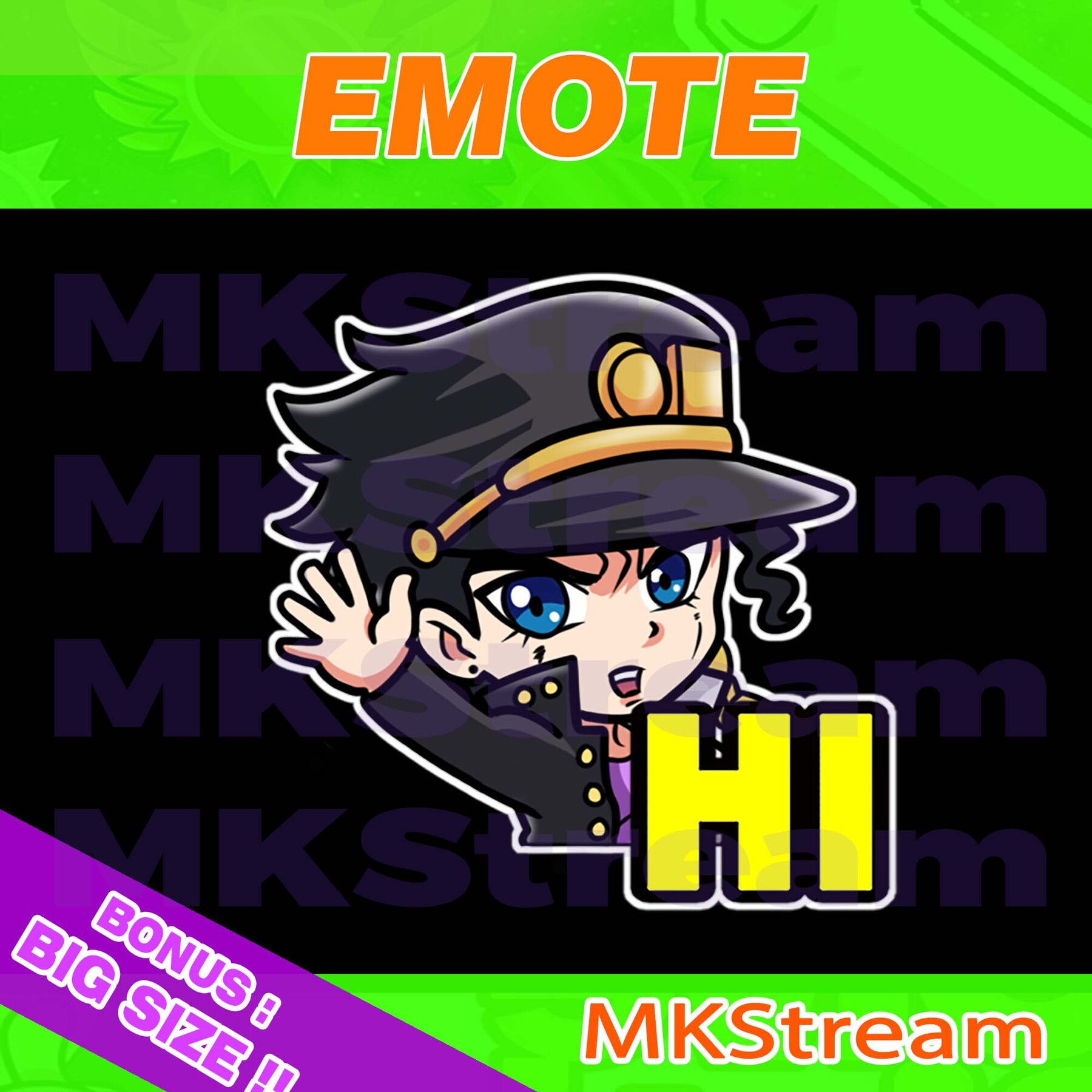 ArtStation - Twitch emotes jojo jotaro waving hi hello | Artworks