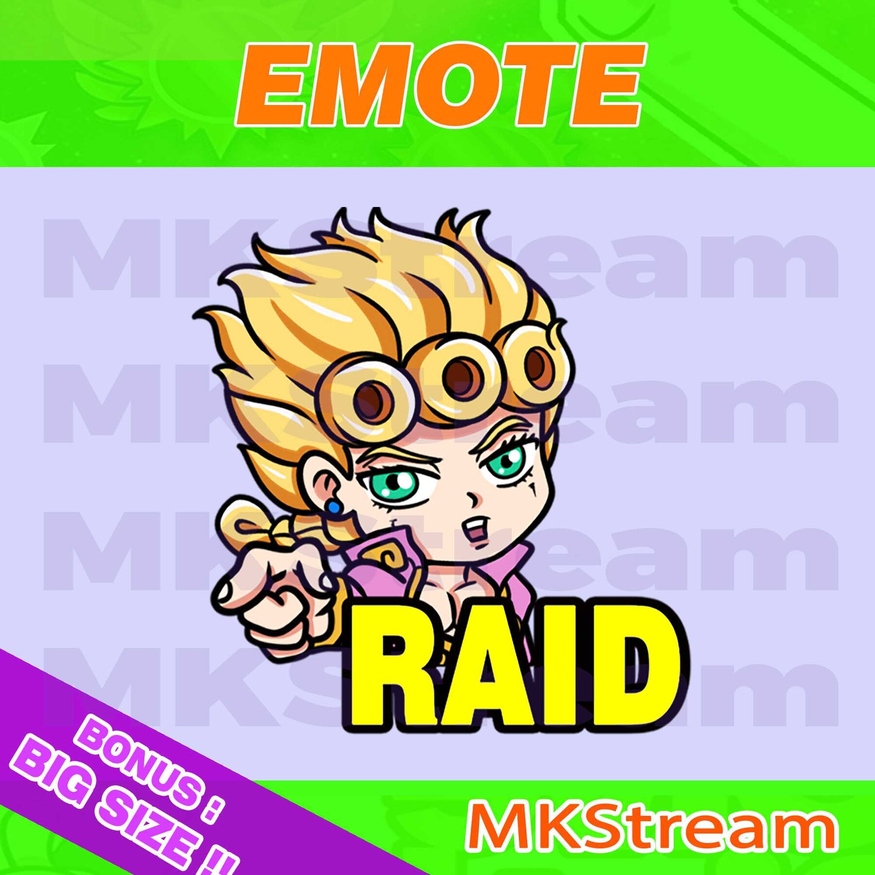 ArtStation - Twitch emotes jojo giorno giovanna raid | Artworks