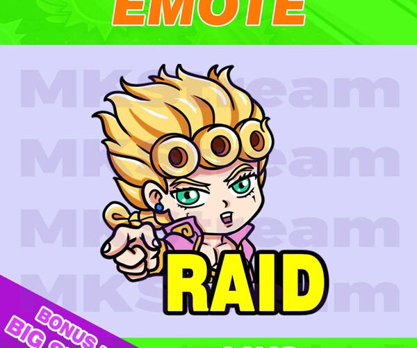 ArtStation - Twitch emotes jojo giorno giovanna raid | Artworks