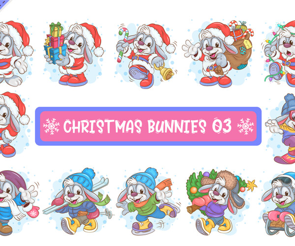 ArtStation - Bundle of Christmas Bunnies 03. Clipart. | Artworks