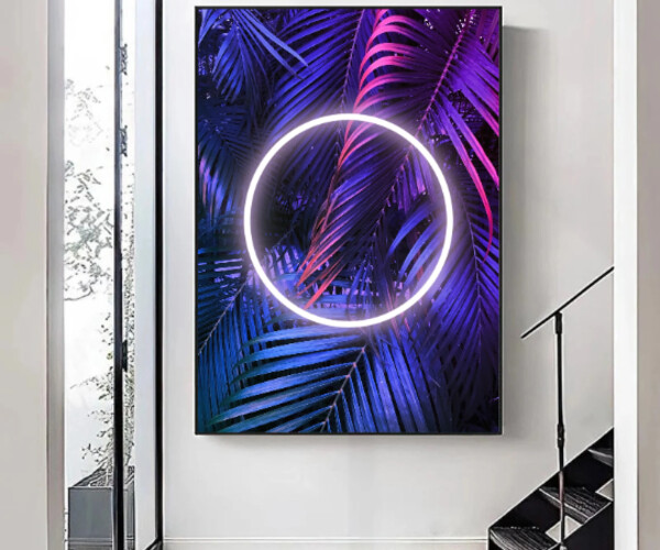 ArtStation - Neon Printable Wall Art, Elegant Flower Painting, Beige ...