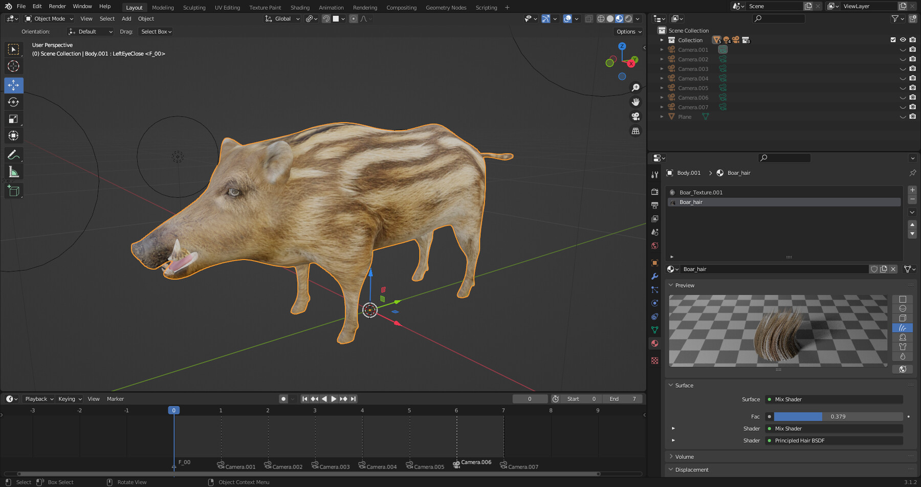 ArtStation - Fur Wild Boar Rigged and Animation V03 | Game Assets
