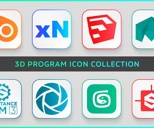 ArtStation - 3D Software Icon Collection PSD ICO PNG | Game Assets