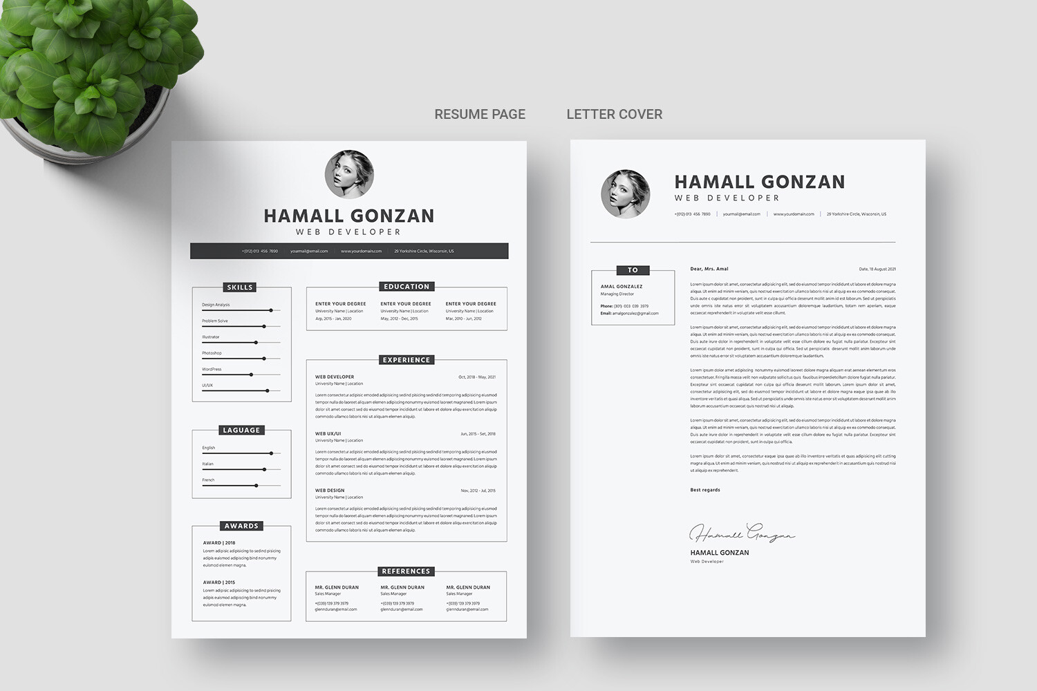 ArtStation - CV TEMPLATE Resume Word. Professional Resume Template. Minimalist Executive. | Artworks