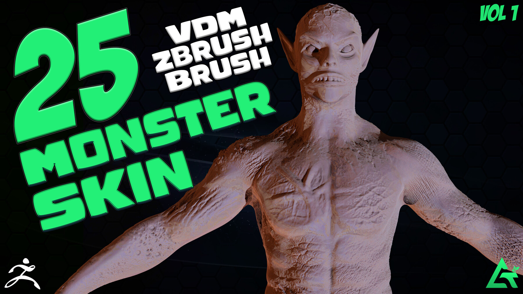 Art Talent Studio - 25 Monster Skin Kit VDM ZBrush Brush V1