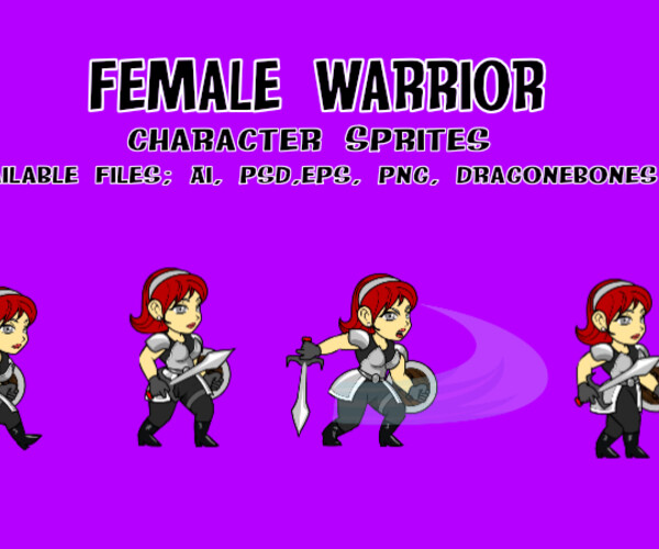 ArtStation - Female Warrior 2d Sprite sheet | Game Assets