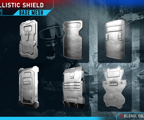 ArtStation - 36 BALLISTIC SHIELD BASE MESH (Vol 2) | Game Assets