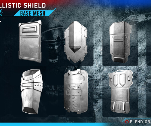 ArtStation - 36 BALLISTIC SHIELD BASE MESH (Vol 2) | Game Assets