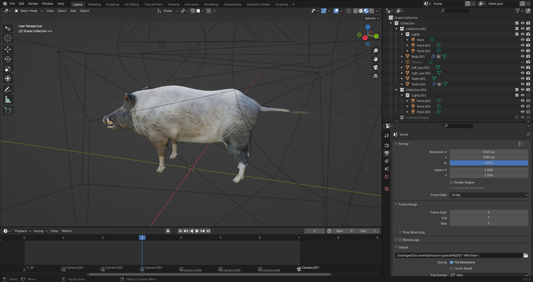ArtStation - Fur Wild Boar V07 Rigged and Animation | Game Assets