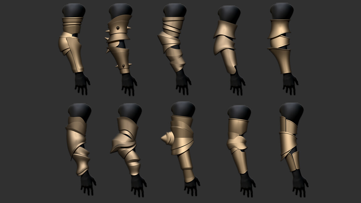 ArtStation - 50 Vambrace Highpoly and Lowpoly pack (With UVs) | Resources