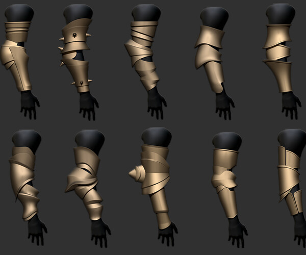 ArtStation - 50 Vambrace Highpoly and Lowpoly pack (With UVs) | Resources