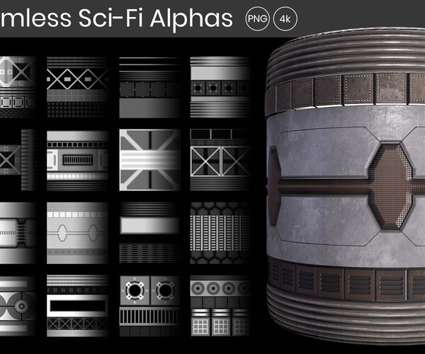 ArtStation - 150 Seamless Sci-Fi Alphas Vol. 04 | Brushes