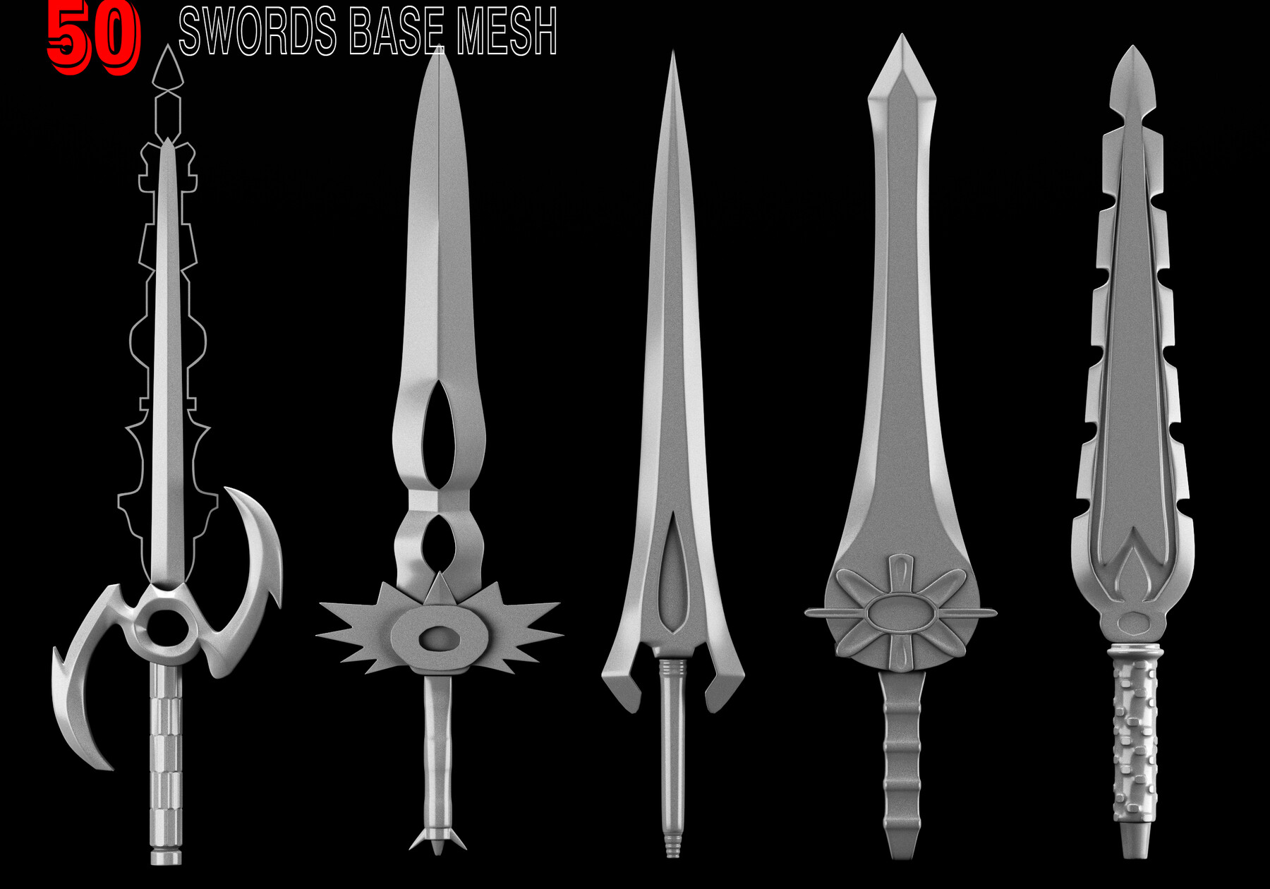 ArtStation - 50 sword base mesh + 20 Shuriken batman star collection ...