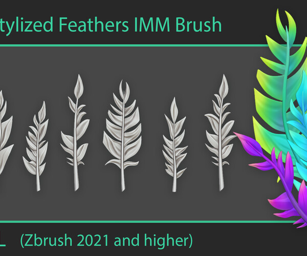 ArtStation - Stylized Feathers IMM Brushes | Brushes