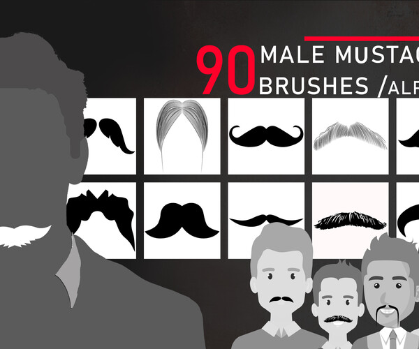 ArtStation - Male mustache brushes / alphas : | Brushes