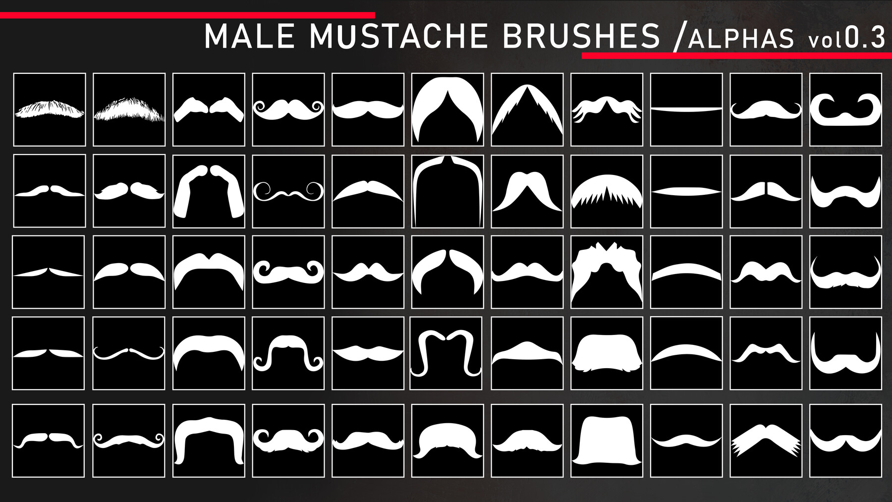 ArtStation - Male mustache brushes / alphas : | Brushes